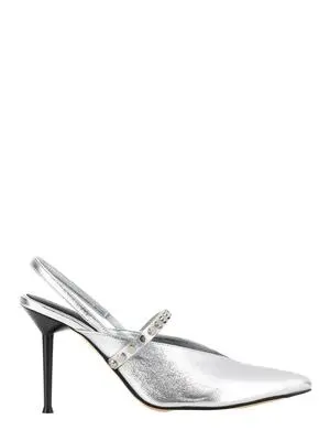 Alexander McQueen Revel Leather Slingback Pumps - Silver