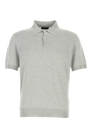 Prada Prada Men's Recycled Silk Polo Shirt Grey