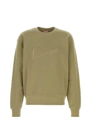 Kenzo Logo Embroidered Cotton Sweatshirt - Green