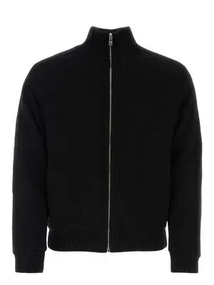 Prada Wool-cashmere Zip-up Cardigan With Silk Lining - Black