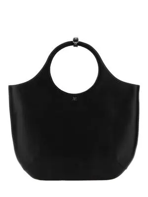 COURREGES Large Leather Holy Handbag - Black