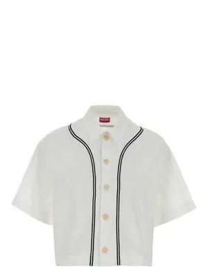 Kenzo Cotton Poplin Shirt With Striped Detailing - White