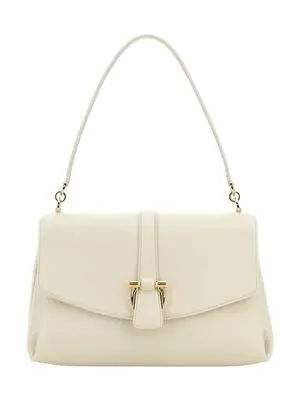 FERRAGAMO FERRAGAMO Calf Leather Shoulder Handbag White