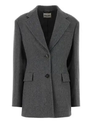 Miu Miu Tailored Virgin Wool Blazer - Grey