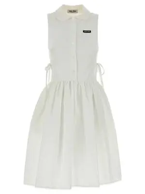 Miu Miu Cotton-linen Mini Dress With Peter Pan Collar - White