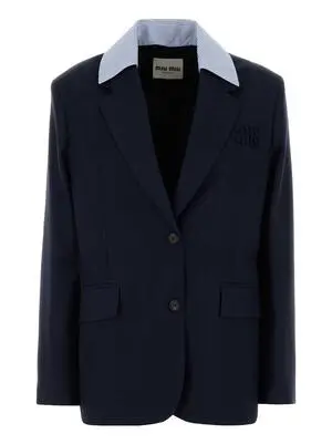 Miu Miu Virgin Wool Blazer - Blue