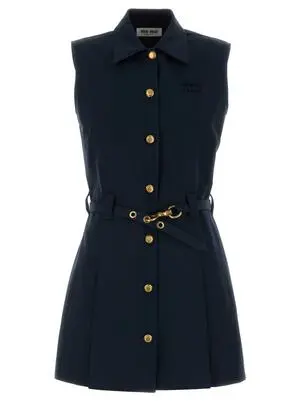 Miu Miu Poplin Mini Dress - Blue