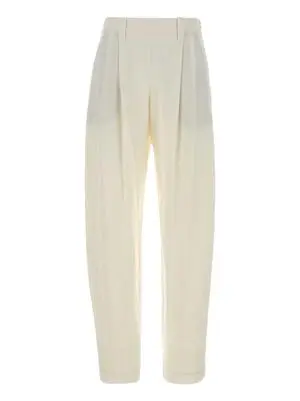 Brunello Cucinelli Silk Crepe Tailored Pants - White