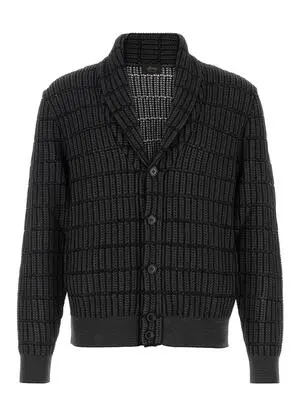 Brioni Embroidered Cotton-linen Shawl Collar Cardigan - Printed