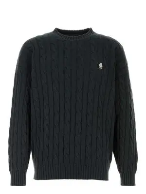 Prada Slate Cable Knit Crewneck Sweater - Black
