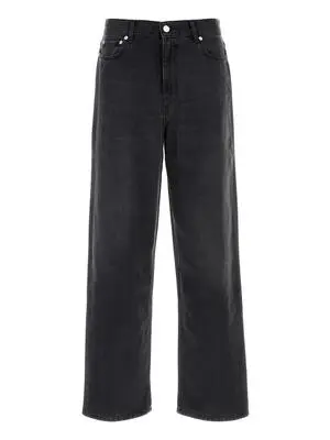 Séfr Wide-cut Creased Denim Jeans - Black