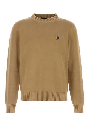 Prada Knit Cotton Crewneck Sweater - Camel