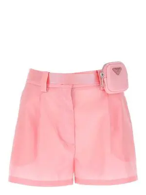 Prada Nylon Belted Shorts With Pouch - Pink