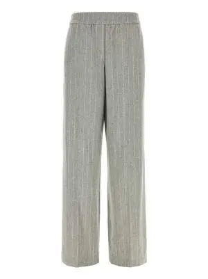 Brunello Cucinelli BRUNELLO CUCINELLI Embroidered Wool-Blend Striped Pants Stripped
