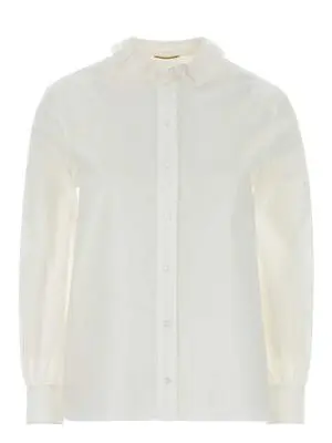 SAINT LAURENT SAINT LAURENT Poplin Button-Up Shirt With Lace Collar