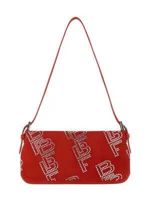 By Far Dulce Embellished Suede Shoulder Bag - Red