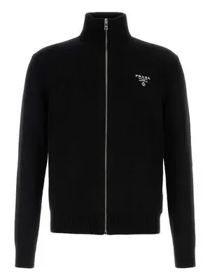 Prada PRADA 100% Cashmere Zip-Up Cardigan Black