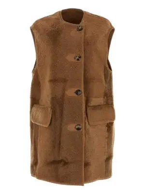 Max Mara Shearling Sleeveless Vest - Camel