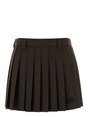 MIU MIU Miu Miu Chocolate Wool Mini Skirt