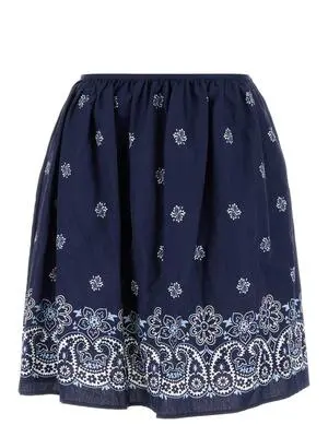 MIU MIU MIU MIU Printed Cotton-Linen Poplin Mini Skirt