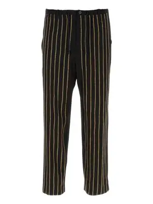 Dries Van Noten Vertical Stripe Viscose Blend Trouser Pants - Black