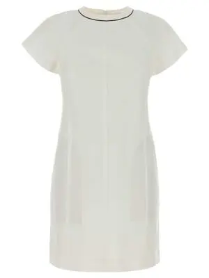 BRUNELLO CUCINELLI BRUNELLO CUCINELLI Viscose-Linen Mini Dress With Contrast Piping