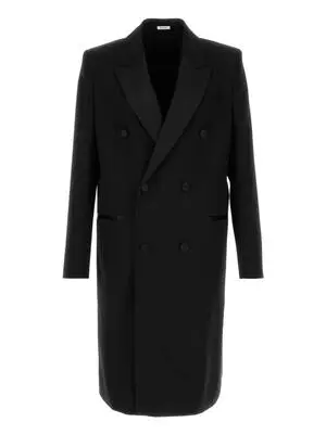 Alexander McQueen Double-breasted Wool Jacket With Notch Lapel - Black