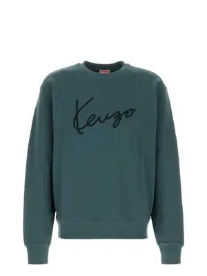 Kenzo Embroidered Logo Cotton Sweatshirt - Blue