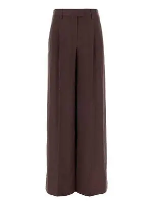 Brunello Cucinelli Viscose-linen Wide-leg Trousers - Purple