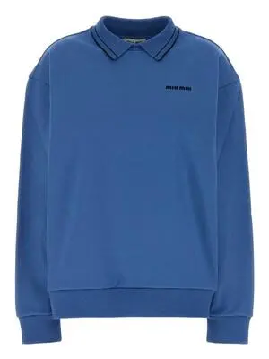 Miu Miu Miu Miu Oversize Cotton Polo Shirt Light Blue