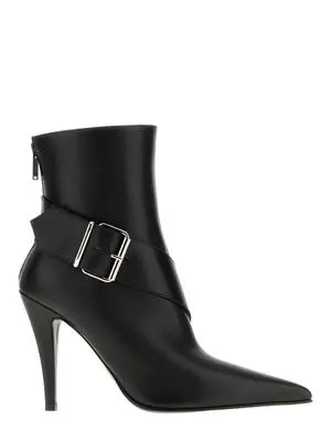 Alexander McQueen Alexander McQueen Leather Ankle Boots With Stiletto Heel Black