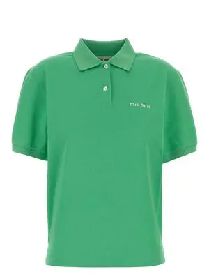 Miu Miu Miu Miu Cotton Piqué Polo Shirt Green