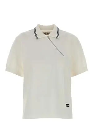 Miu Miu Miu Miu Piqué Polo Shirt White