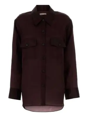 Khaite KHAITE Matteo Silk Shirt With Classic Collar And Pocket Detail Purple