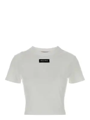 MIU MIU Miu Miu? White? Mini? Cotton T-Shirt For Women
