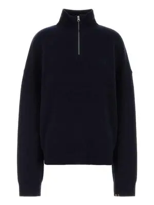 Extreme Cashmere Quarter Zip Cashmere Blend Sweater - Blue