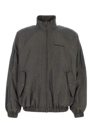 Balenciaga Embroidered Nylon Bomber Jacket - Checked