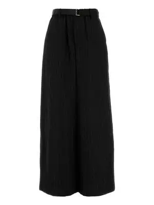 Sacai Embroidered Wool Wide-leg Pinstriped Pants - Stripped