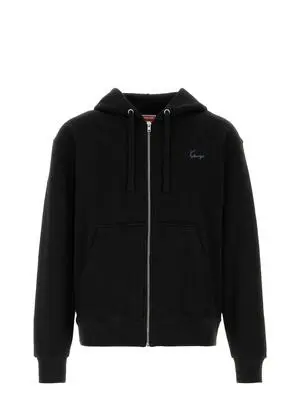 Kenzo Embroidered Logo Zip-up Hoodie - Black