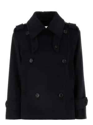 Max Mara Double Breasted Wool Blend Jacket - Blue