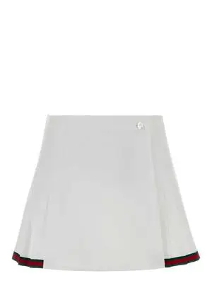 Gucci Cotton Poplin Mini Skirt With Signature Striping - White