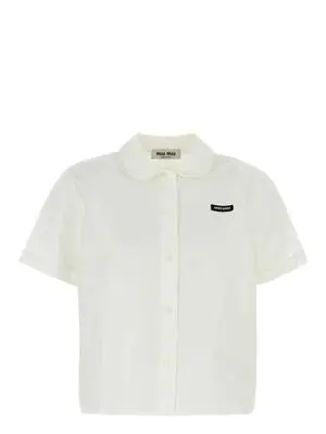 Miu Miu Miu Miu Cotton Linen Blend Shirt White