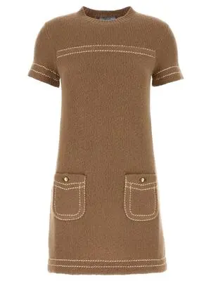 Prada Prada Biscuit Cashmere Mini Dress Camel