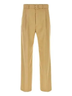 Dries Van Noten Tailored Viscose-blend Trousers With Belt - Camel