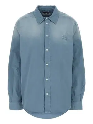 Miu Miu Miu Miu Oversize Cotton Twill Shirt Light Blue