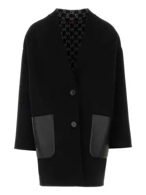 Gucci Reversible Wool-blend Jacket With Leather Pockets - Black