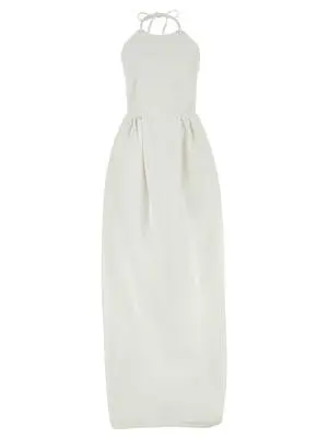 Max Mara Europa Denim Halterneck Maxi Dress - White