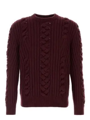 Alexander McQueen Wool-cashmere Cable Knit Sweater - Burgundy