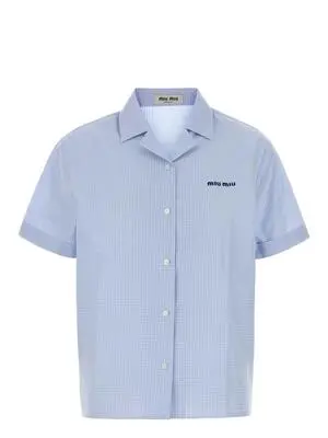 Miu Miu Miu Miu Embroidered Gingham Cotton Shirt Checked