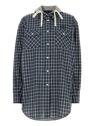 Miu Miu Miu Miu Embroidered Checked Cotton Flannel Shirt Checked